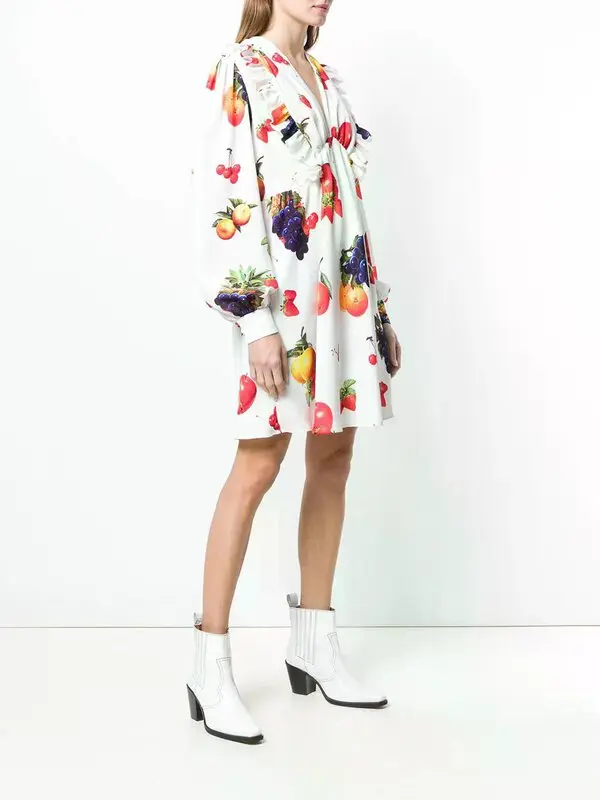 MSGM Printed V-neck Midi Dress