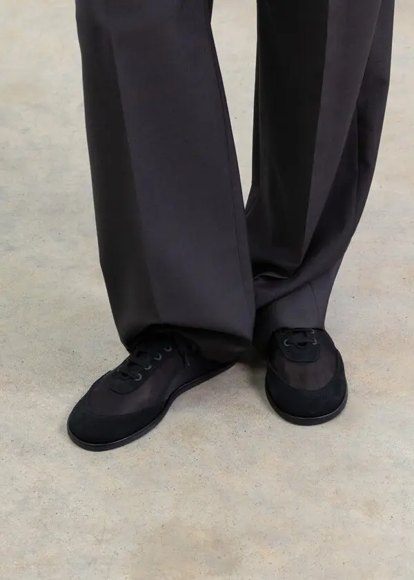 Dear Frances Mesh And Suede Sneakers - Black