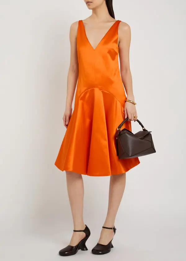 JW Anderson Flared Satin Midi Dress