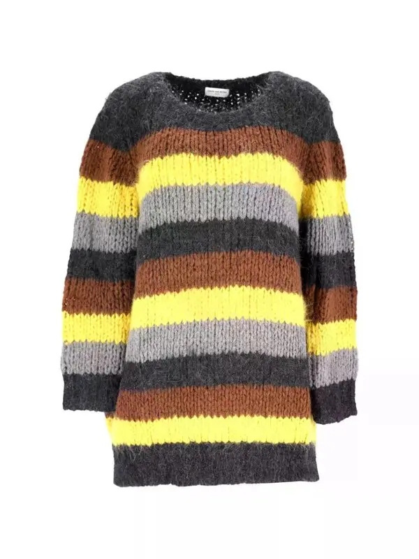 Dries Van Noten Striped Knitted Sweater - Black