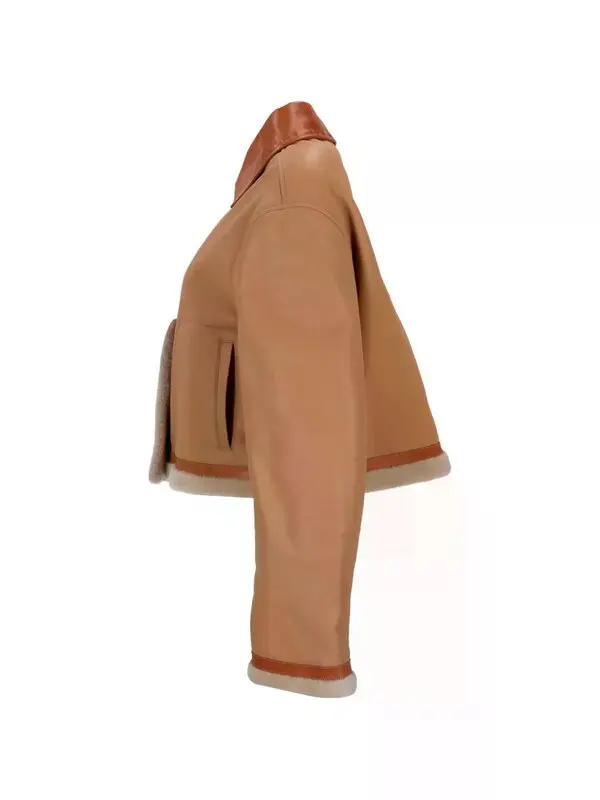 JIL SANDER Leather And Shearling Trimmed Jacket