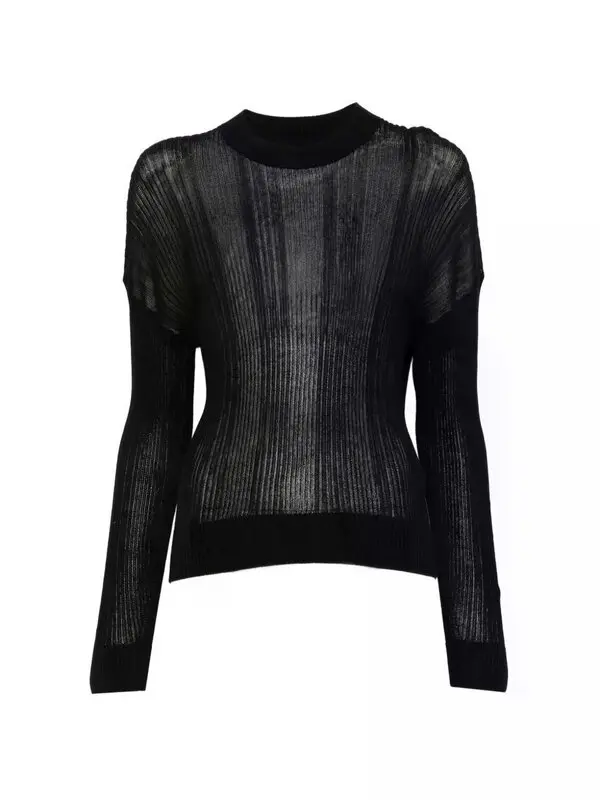 Eric Bompard Ribbed Round-neck Long-sleeve Sweater - Black