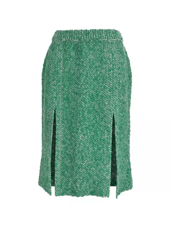 Stella McCartney Bouclé Tweed Midi Skirt With Front Slits - Green