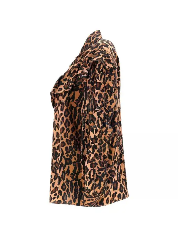 Miu Miu Leopard Print Ruffled Silk Shirt