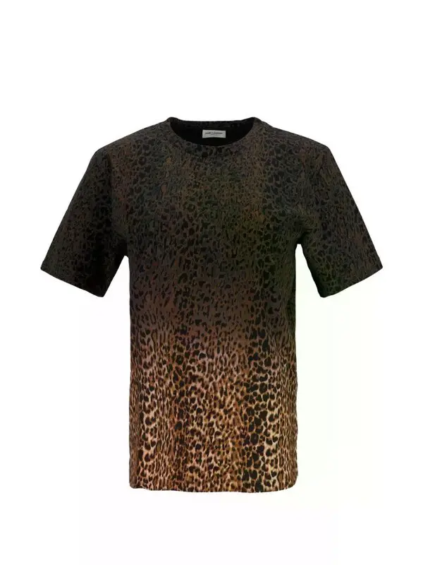 Saint Laurent Ombré Leopard-print T-shirt - Black
