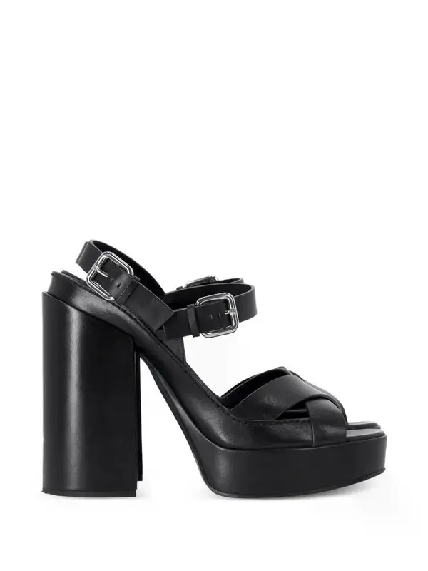 JIL SANDER Leather Platform Sandals With Buckled Ankle Straps