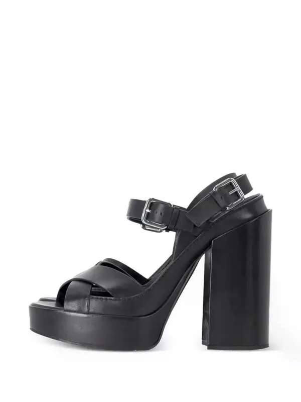 JIL SANDER Leather Platform Sandals With Buckled Ankle Straps