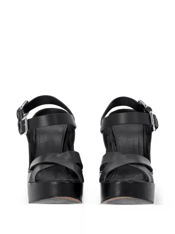 JIL SANDER Leather Platform Sandals With Buckled Ankle Straps