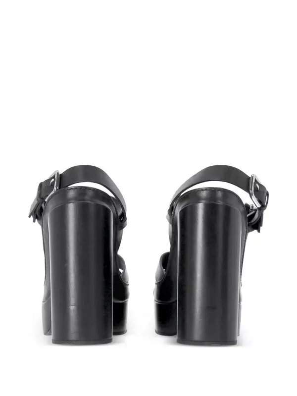 JIL SANDER Leather Platform Sandals With Buckled Ankle Straps