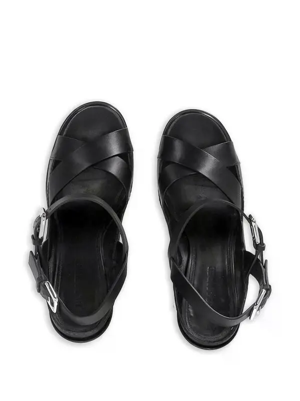 JIL SANDER Leather Platform Sandals With Buckled Ankle Straps