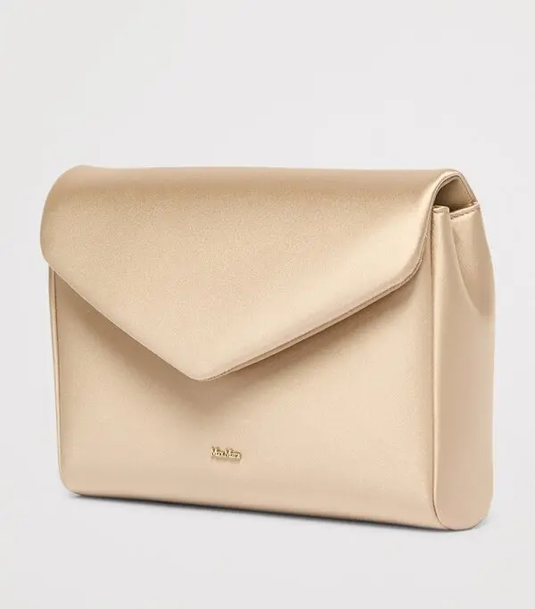 Max Mara Satin Envelope Clutch Bag - Beige