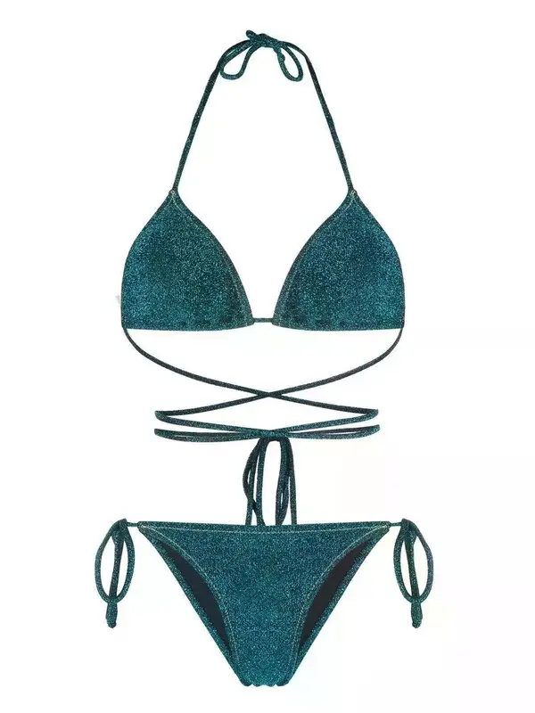 REINA OLGA Miami Lurex Triangle Bikini - Blue