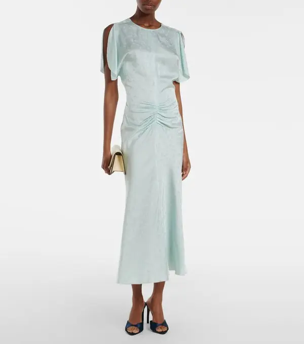 Victoria Beckham Gathered Jacquard Midi Dress