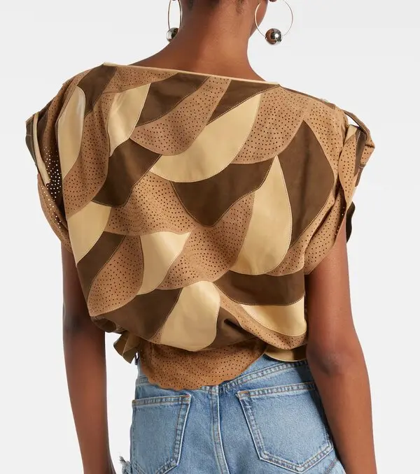 Isabel Marant Étoile Dalmy Perforated Suede Top - Brown