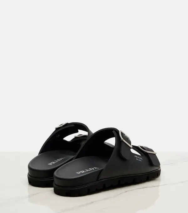 Prada Logo Sandals - Black