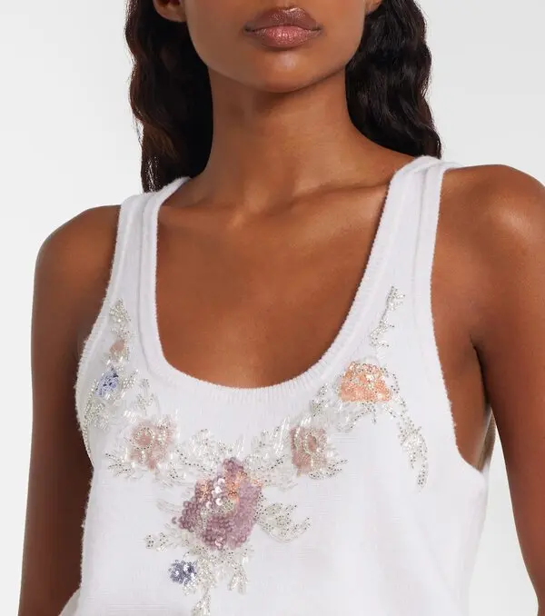 Rabanne Sequined Wool And Cashmere Top Cream