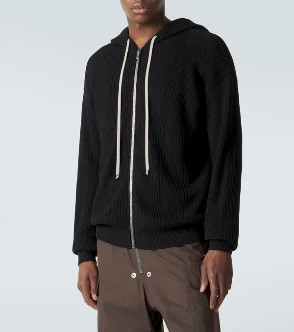 Rick Owens Ribbed-knit Virgin Wool Hoodie