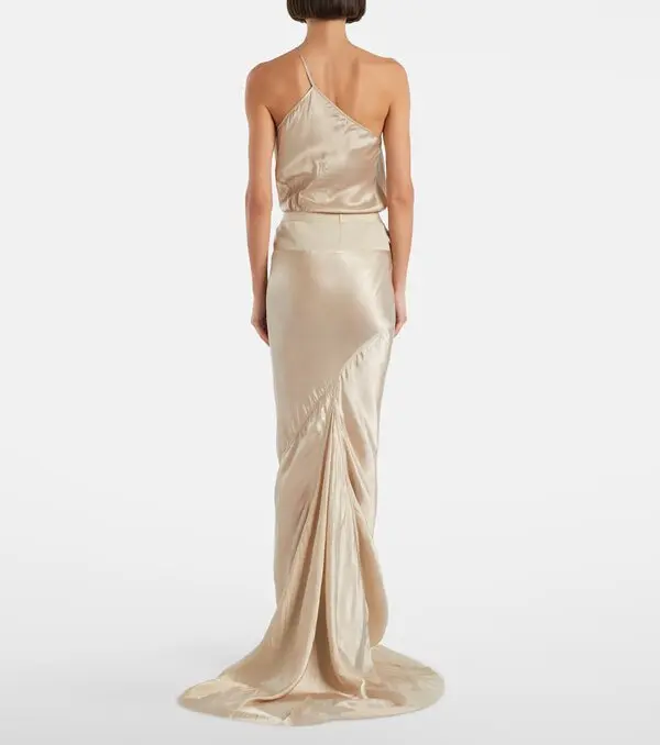 Rick Owens Maxi Skirt In Cupro - Beige