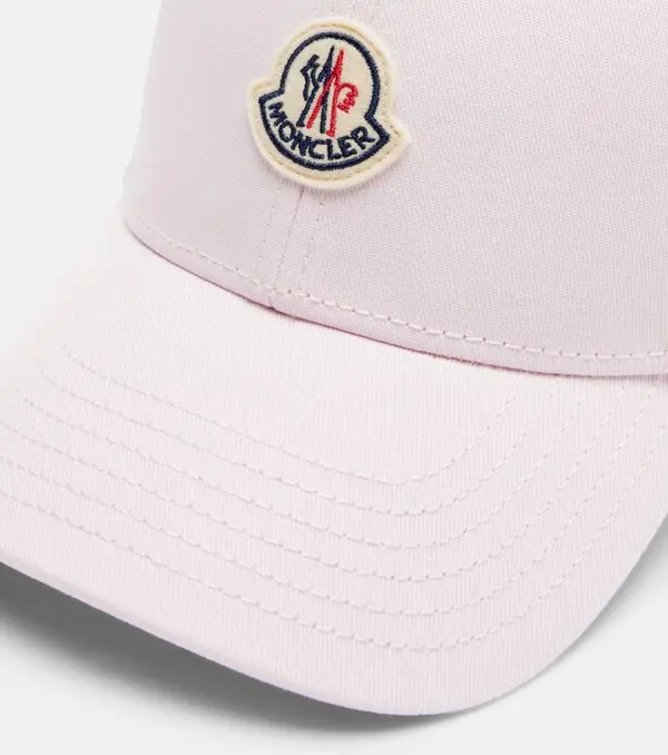 Moncler Logo Cotton Gabardine Baseball Cap - Pink