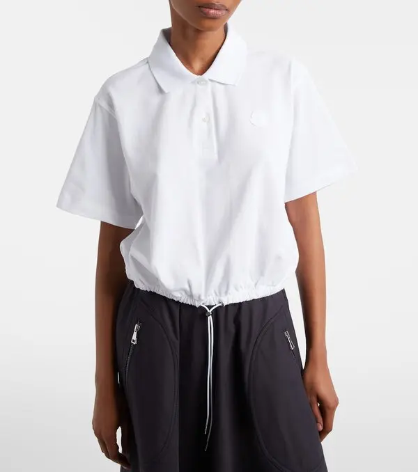 Moncler Cotton Piqué Polo Shirt With Drawstring Waist