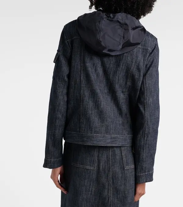 Moncler Diervilla Double-breasted Denim Jacket With Drawstring Hood