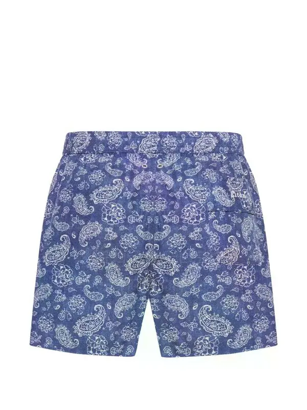 Kiton Paisley Print Swim Shorts - Blue