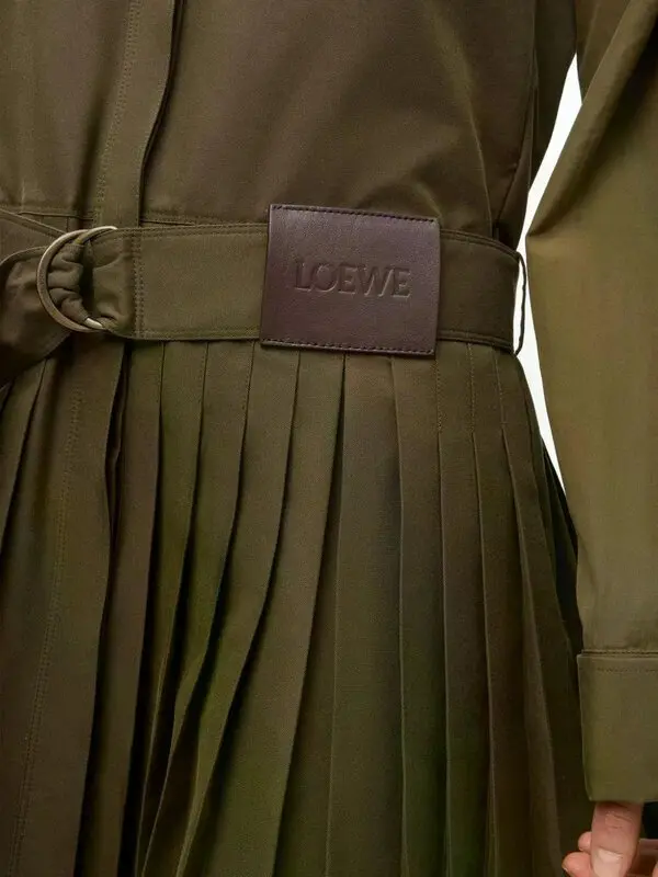 Loewe Pleated Belted Mini Dress - Green