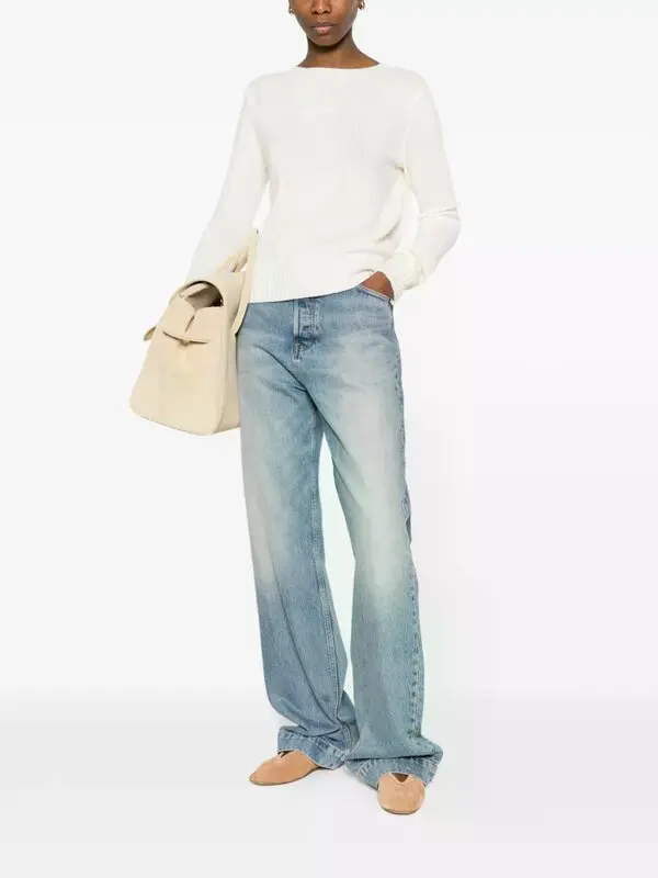 Eric Bompard Crew Neck Cashmere Sweater - White