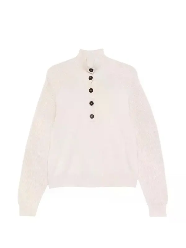 Eric Bompard High-neck Buttoned Sweater - Neutrals