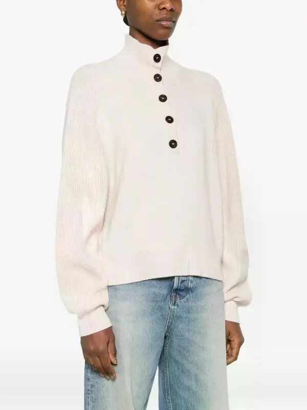 Eric Bompard High-neck Buttoned Sweater - Neutrals