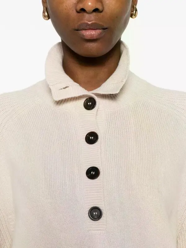Eric Bompard High-neck Buttoned Sweater - Neutrals
