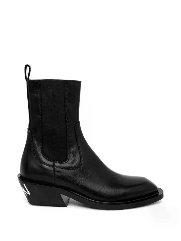 Fiorucci Pull-tab Lettering Detail Ankle Boots - Black