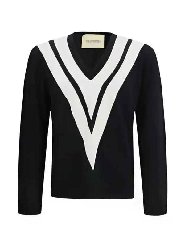 Valentino Garavani V-neck Long-sleeve Sweater With Contrasting Inserts