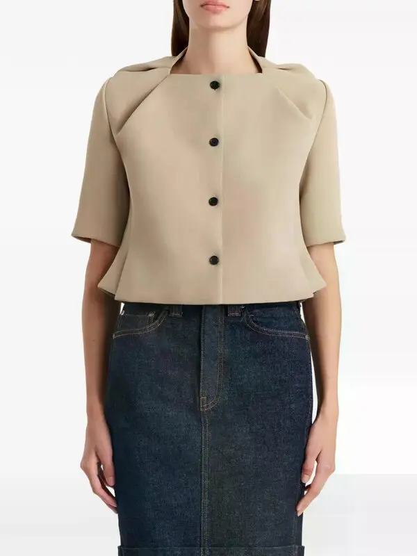 Khaite Franc Button Short Sleeve Jacket - Neutrals