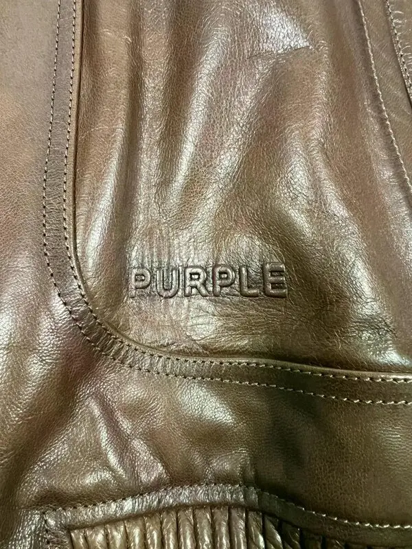 PURPLE BRAND Distressed Leather Zip Jacket