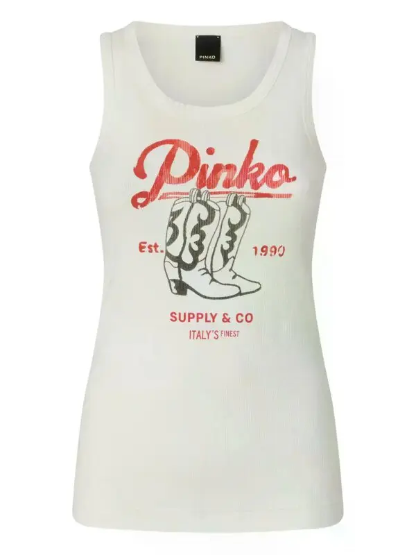 Pinko Graphic Print Sleeveless Tank Top - Neutrals