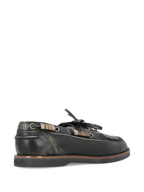 Pinko Leather Lace-up Loafers With Metallic Detailing