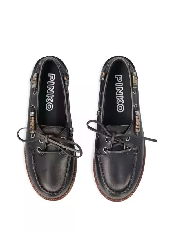 Pinko Leather Lace-up Loafers With Metallic Detailing