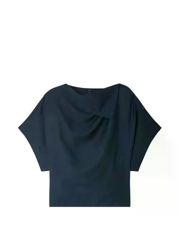 Soeur Issa Blouse With Asymmetric Neck And Short Sleeves - Blue