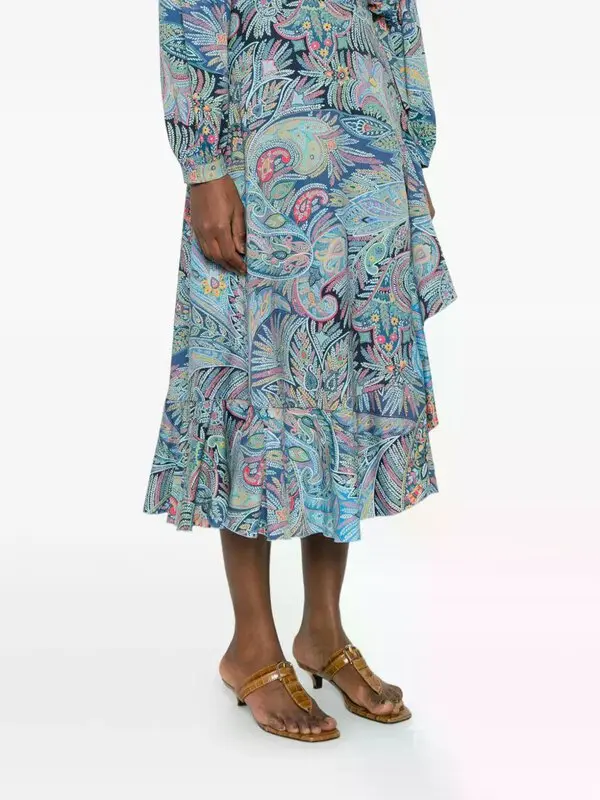 Etro Ruffled Paisley Print Wrap Skirt
