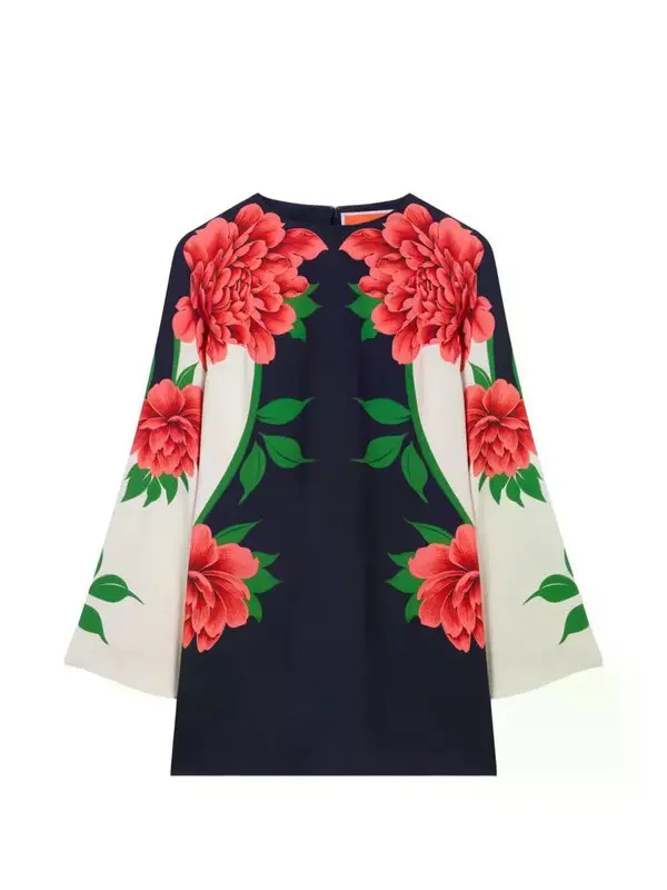 La DoubleJ Floral Bell-sleeve Dress - Blue