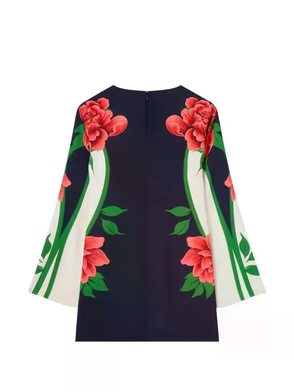 La DoubleJ Queen Peony Floral Bell-sleeve Mini Dress