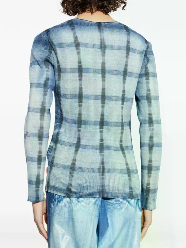 DIESEL® K-egons Checked V-neck Long-sleeve T-shirt