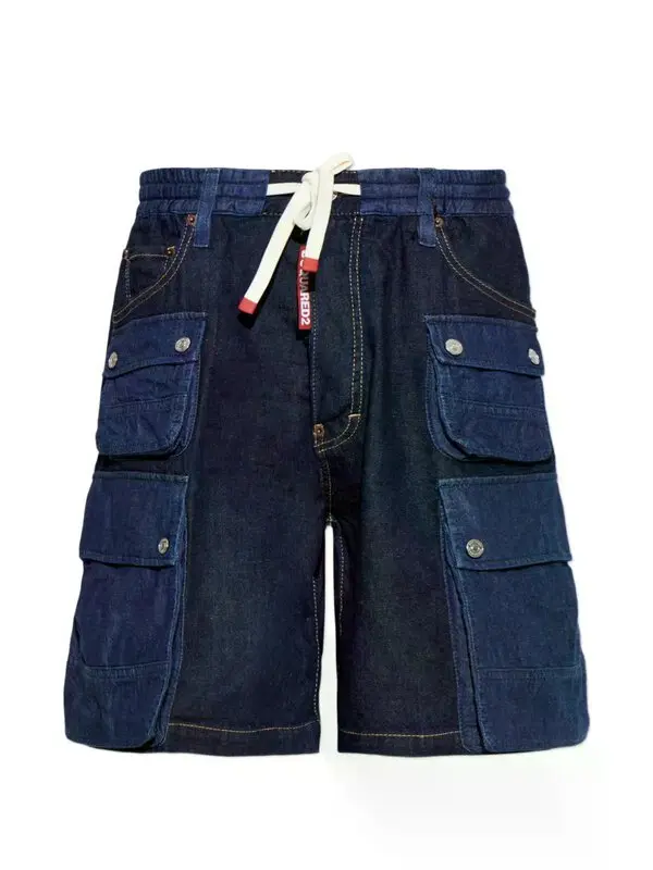 Dsquared2 Dark Wash Cargo Shorts - Blue