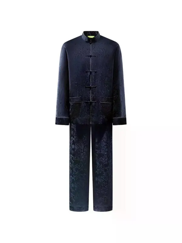 Shanghai Tang Floral Silk Pyjama Set - Blue