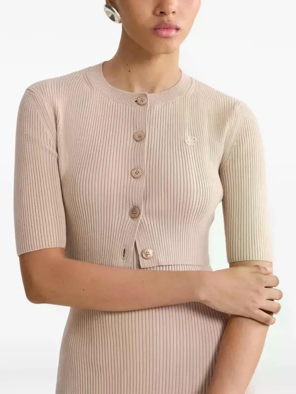 PATOU Ribbed Knit Midi Dress With Ruffled Hem