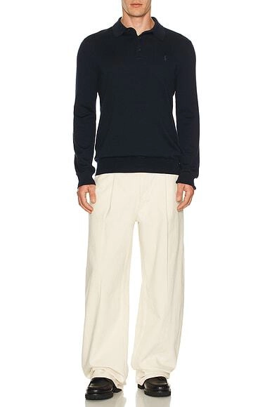 Polo Ralph Lauren Long Sleeve Merino Wool Button Placket Polo Sweater