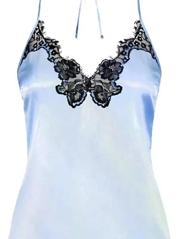 FLEUR DU MAL Juliet Lace-detail Slip Midi Dress - Blue