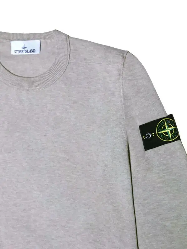 Stone Island Crew Neck Sweater With Logo Patch - Grey