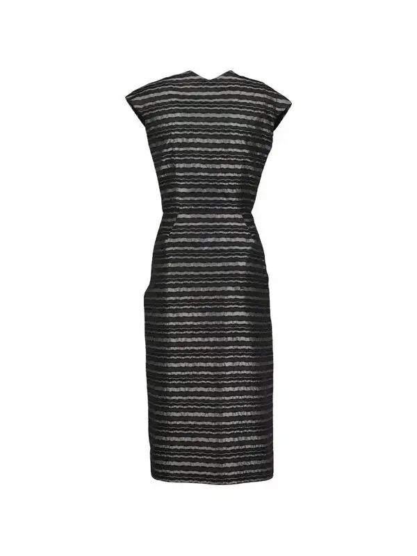 Vintage Sleeveless Striped V-neck Dress With Bow Back